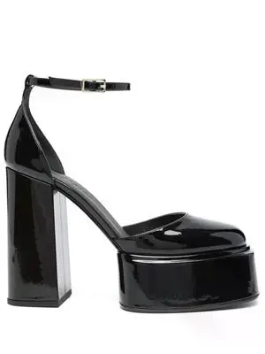 3JUIN Platform Leather Pumps - Black