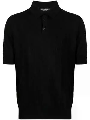 Dolce & Gabbana Monogram-jacquard Silk Polo Shirt