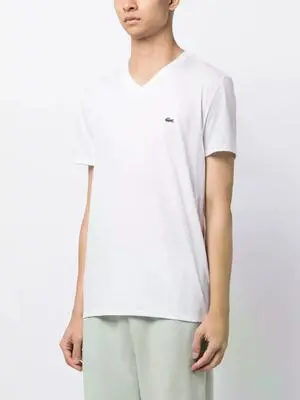 Lacoste Logo-patch V-neck Cotton T-shirt