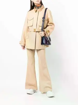Off-White Single-breasted Belted-waist Coat