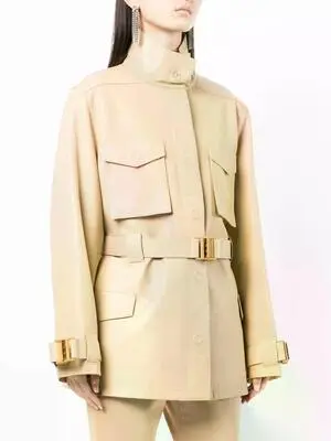 Off-White Single-breasted Belted-waist Coat