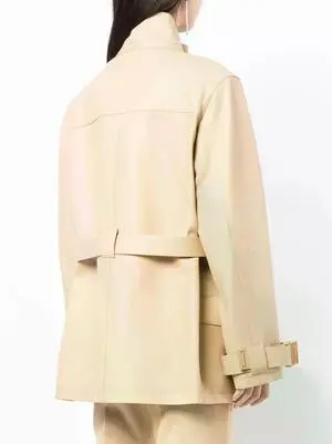 Off-White Single-breasted Belted-waist Coat
