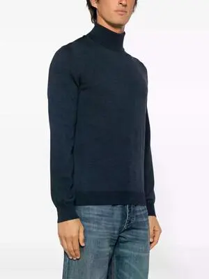 BARBA NAPOLI Roll-neck Virgin Wool Jumper - Blue