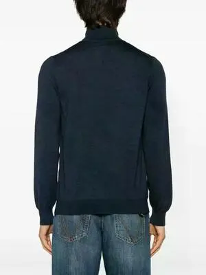 BARBA NAPOLI Roll-neck Virgin Wool Jumper - Blue