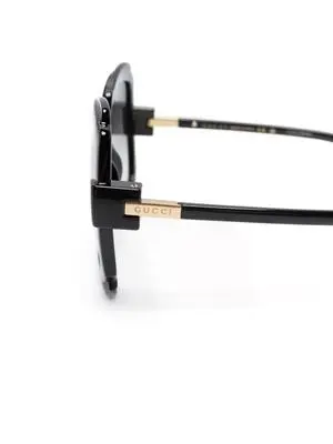 Gucci Logo Engraved Square Frame Sunglasses