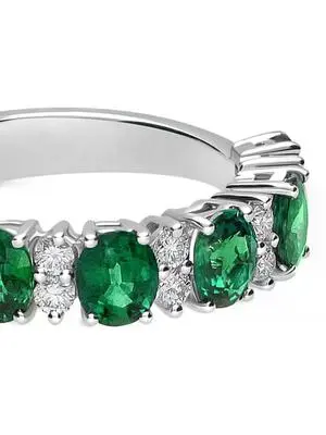 LEO PIZZO 18k White Gold Diamond And Emerald Eternity Band Ring