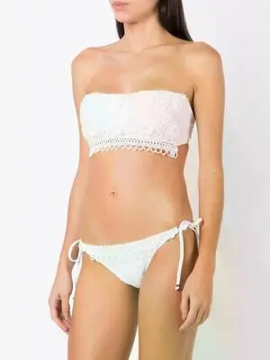 AMIR SLAMA Floral-embroidered Strapless Bikini Set