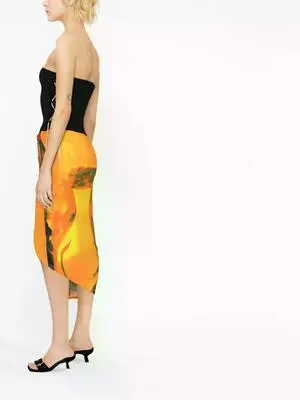 LOUISA BALLOU Coastline Checkmate-print Wrap Midi Skirt
