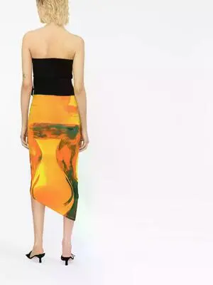 LOUISA BALLOU Coastline Checkmate-print Wrap Midi Skirt