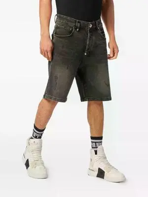 Philipp Plein Formentera Skulls Denim Shorts