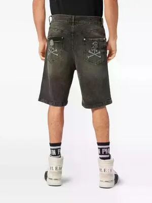Philipp Plein Formentera Skulls Denim Shorts