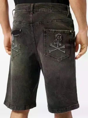 Philipp Plein Formentera Skulls Denim Shorts
