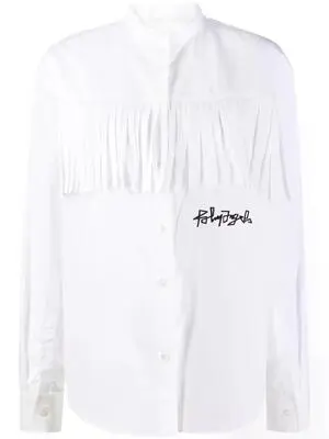 Palm Angels Logo Embroidered Fringed Shirt