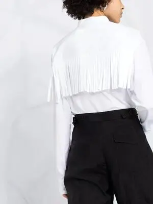 Palm Angels Logo Embroidered Fringed Shirt