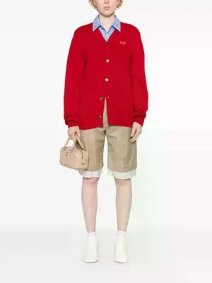 Play Comme Des Garcon Logo-appliqué Wool Cardigan