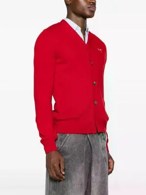 Play Comme Des Garcon Logo-appliqué Wool Cardigan