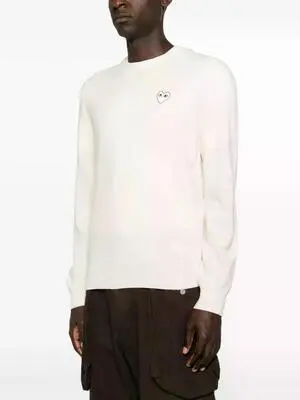 Play Comme Des Garcon Heart-patch Wool Jumper - Neutrals