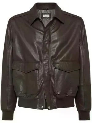 Brunello Cucinelli Aviator Leather Jacket