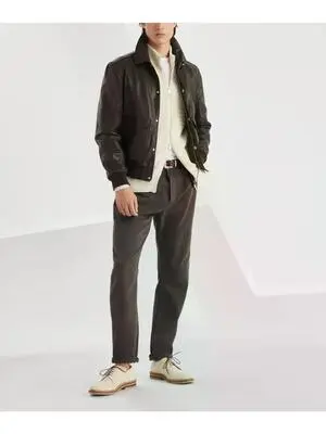 Brunello Cucinelli Aviator Leather Jacket
