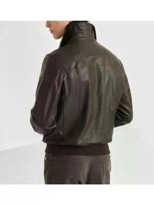 Brunello Cucinelli Aviator Leather Jacket