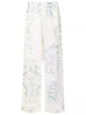 AMIR SLAMA Graphic-print Straight-leg Trousers - White