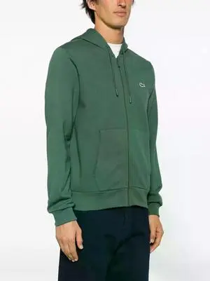 Lacoste Logo-embroidered Zip-up Hoodie - Green