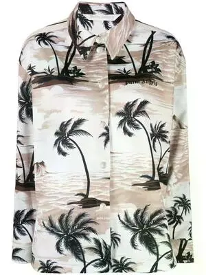 Palm Angels Tropical-print Long-sleeve Shirt - Neutrals