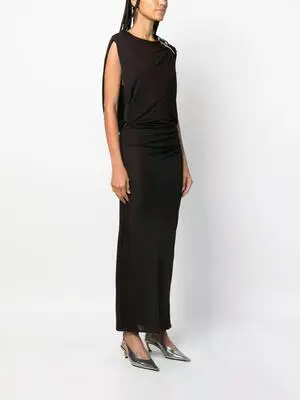 LANVIN Brooch-detail Maxi Dress