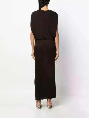 LANVIN Brooch-detail Maxi Dress