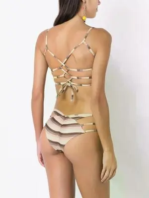 AMIR SLAMA Stripe-print Strappy Bikini