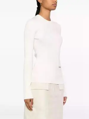 JIL SANDER Logo-patch Ribbed-knit Top
