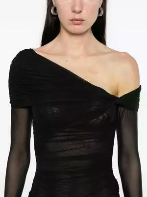 MUGLER Off-shoulder Ruched Bodysuit