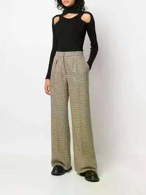 Palm Angels Checked Wool Wide-leg Trousers