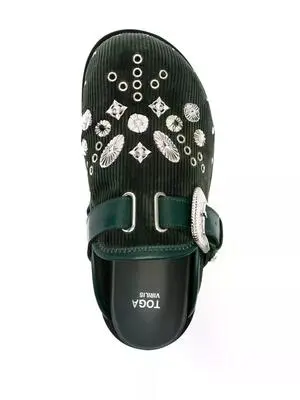 TOGA VIRILIS Eyelet-metal Slippers - Green