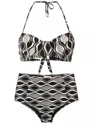AMIR SLAMA High-waisted Hardware-detail Bikini Set - Black