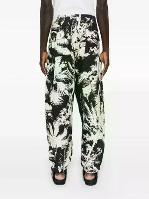 LANEUS Printed Palm Tree Cotton Trousers