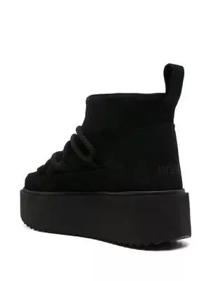 Inuikii Suede And Faux-shearling Platform Boots - Black