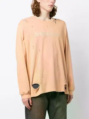 DOUBLET Logo-print Ripped-detail Sweatshirt