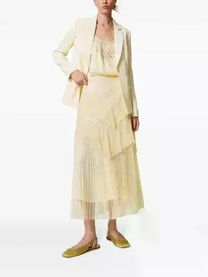 TWINSET Pleated Tulle Maxi Skirt - Neutrals