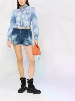 Dsquared2 Two-tone Distressed Denim Playsuit