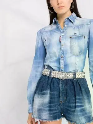Dsquared2 Two-tone Distressed Denim Playsuit