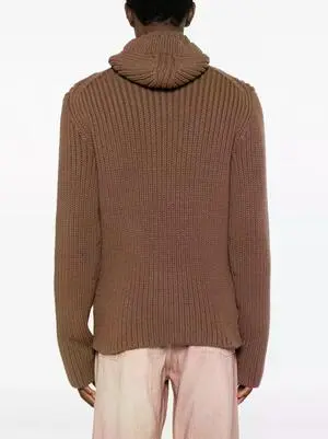 LANVIN Ribbed-knit Hooded Jumper