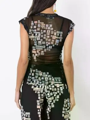 AMIR SLAMA Text-print Sheer T-shirt