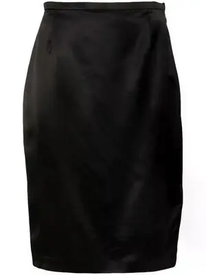 Saint Laurent Satin Pencil Midi Skirt