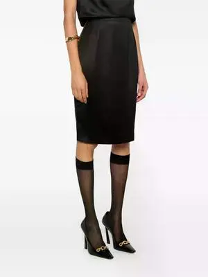 Saint Laurent Satin Pencil Midi Skirt