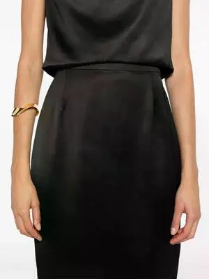 Saint Laurent Satin Pencil Midi Skirt