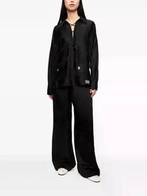 GANNI Floral-jacquard Shirt - Black