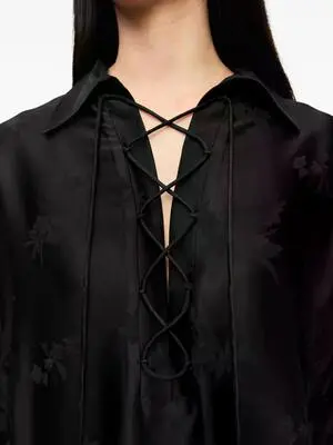 GANNI Floral-jacquard Shirt - Black