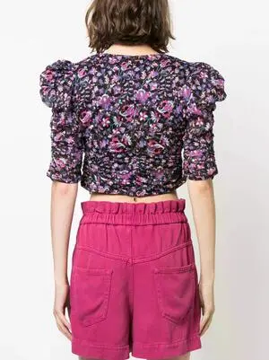 MARANT ETOILE Galaor Puff-sleeve Blouse - Black
