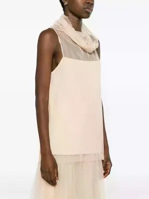 Fabiana Filippi Roll-neck Tulle Top - Pink